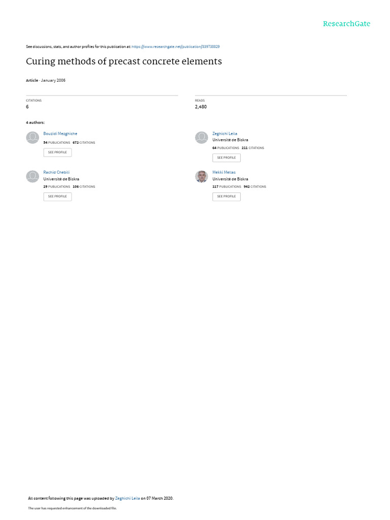 Curing Method For Precast Concrete | PDF | Concrete | Cement