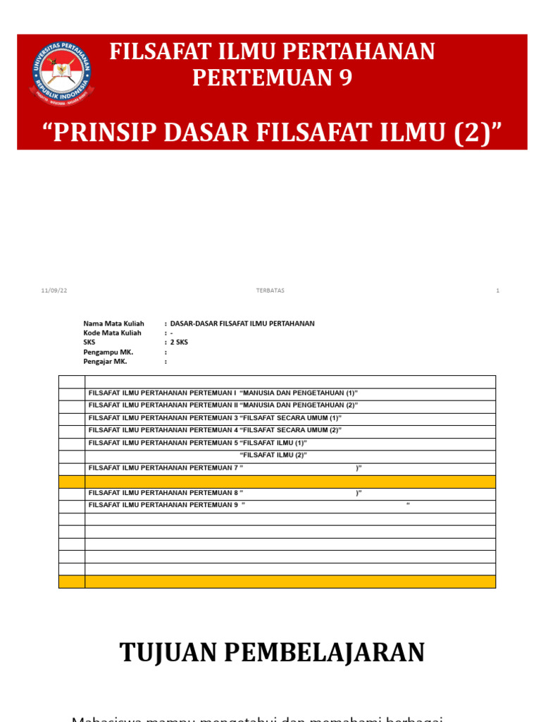 Pertemuan - 9 PRINSIP DASAR FILSAFAT ILMU | PDF