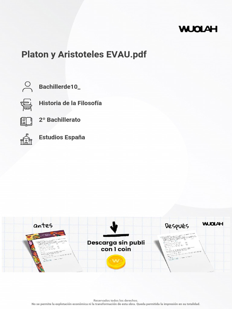 Wuolah-Free-Platón y Aristóteles EVAU | PDF | Platón | Aristóteles