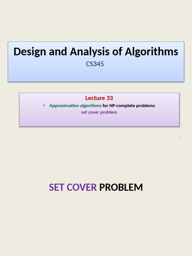 Set Cover Problem: Greedy Algorithm Analysis | PDF | Mathematical ...