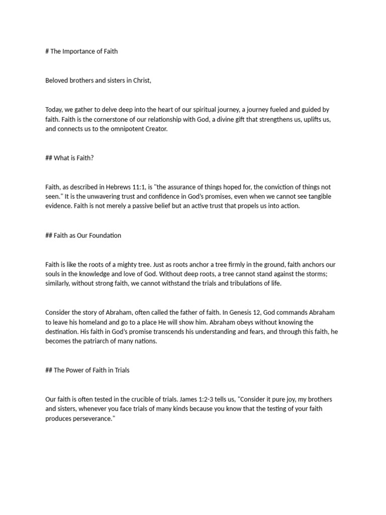 The Importance of Faith | PDF | Faith | God