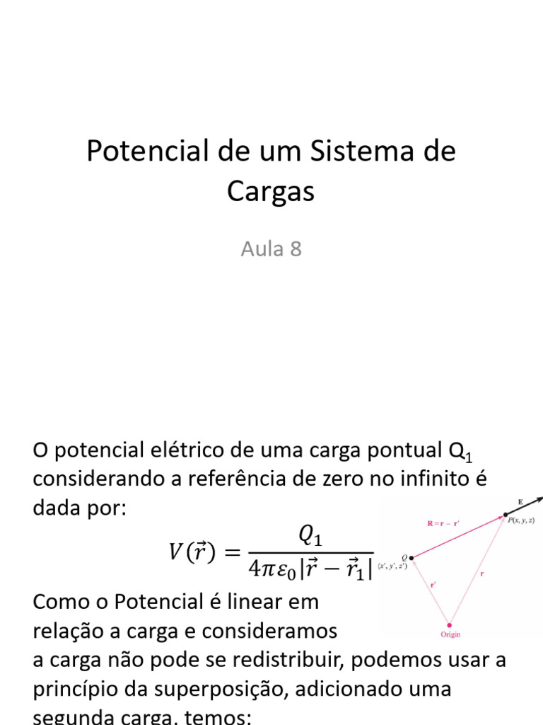 EletroMag Aula 8 - Potencial de Um Sistema de Cargas | PDF | Infinidade | Física Aplicada e ...