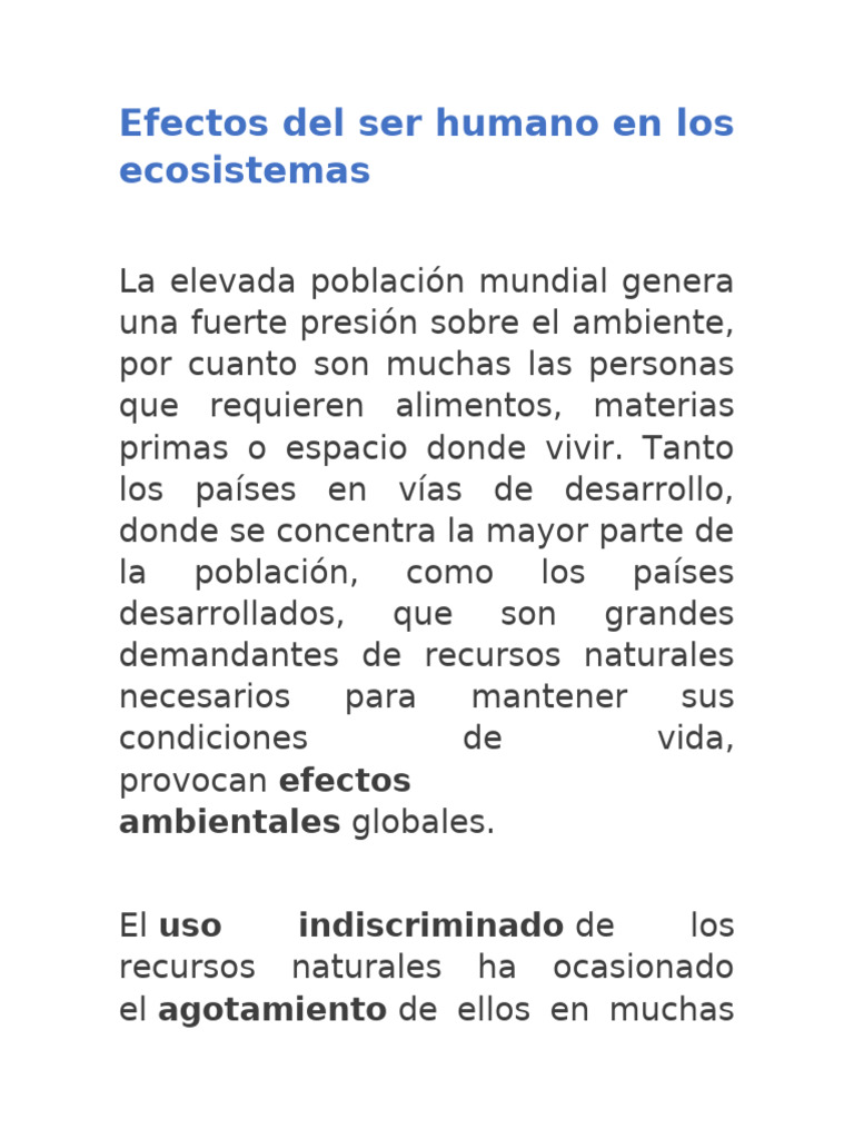 Impacto Humano en Ecosistemas Naturales | PDF | Contaminación ...