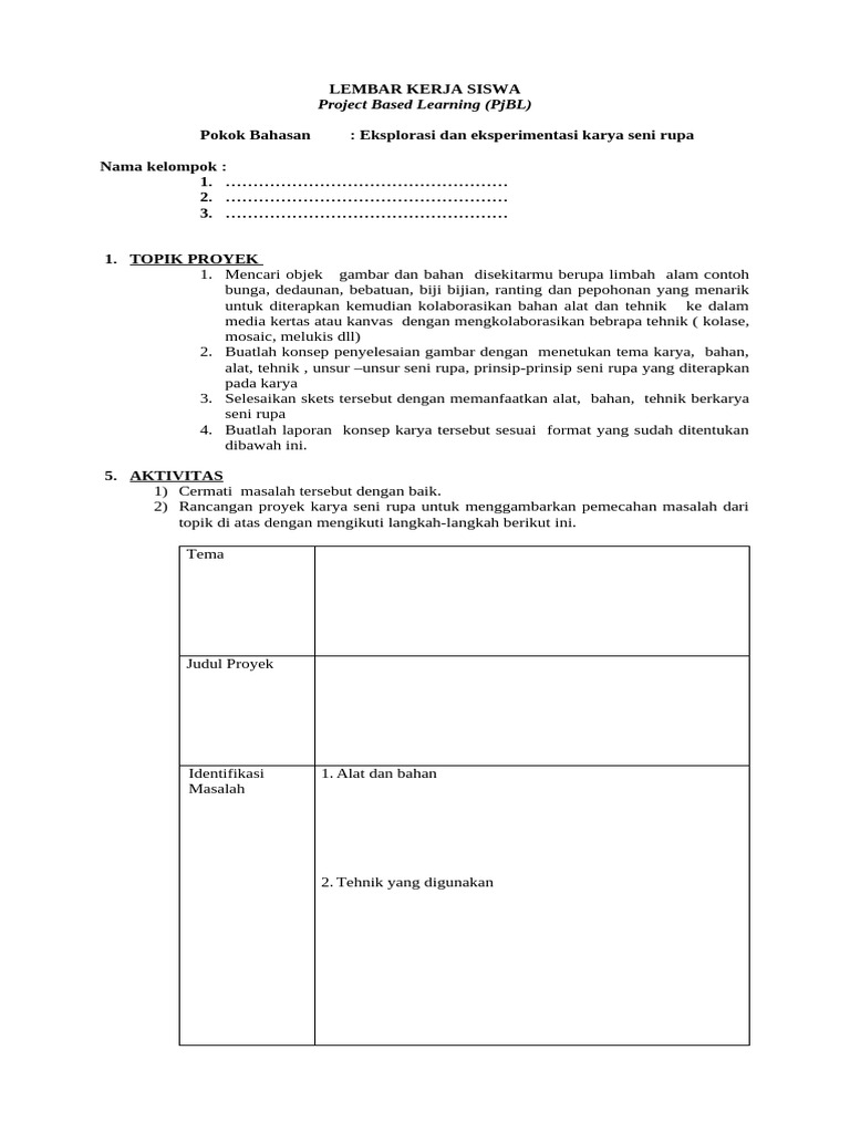 LEMBAR KERJA SISWA Projek Eksplorasi | PDF