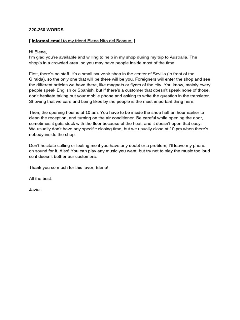 Writing - Informal Email | PDF