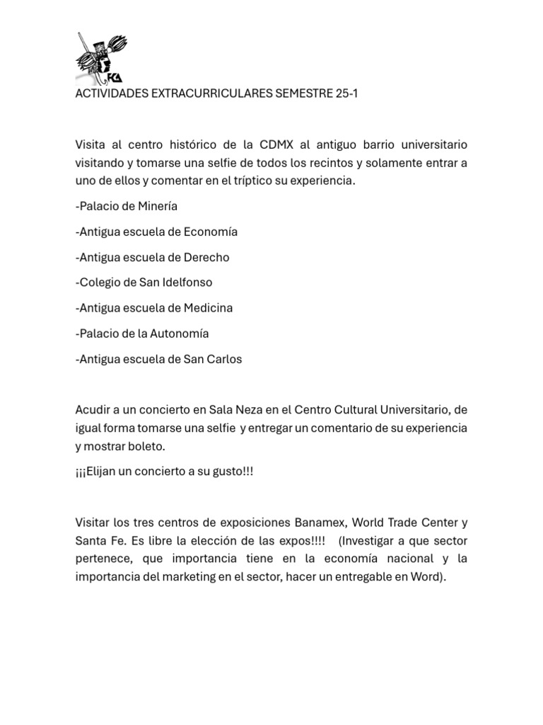 Actividades Extracurriculares Sem | PDF