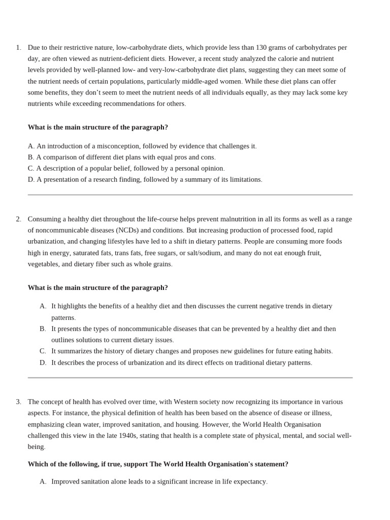 GROUP 7 - UNIT 1 - SKILLS - Reading QUES | PDF | Healthy Diet | Diet ...