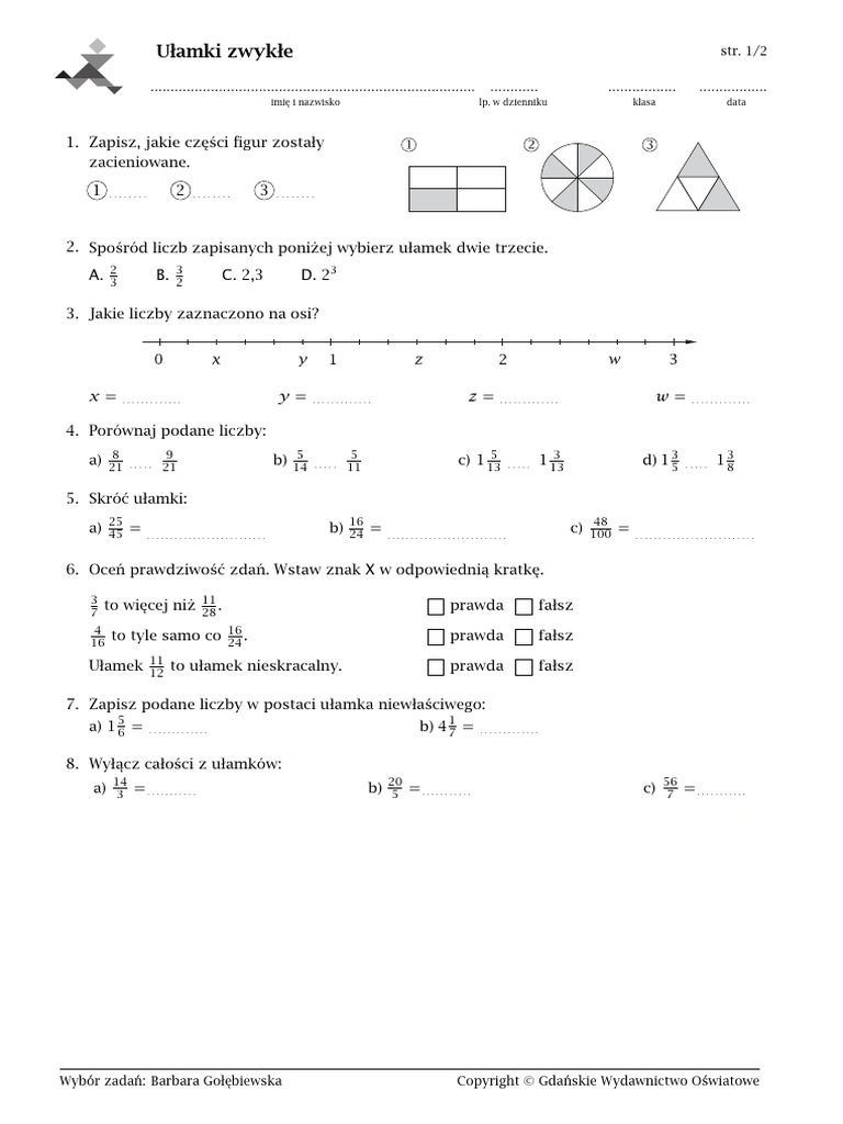 Patryk Chmielewski - Karta Pracy 2-Uå Amki Zwykå e (IVklasa) | PDF