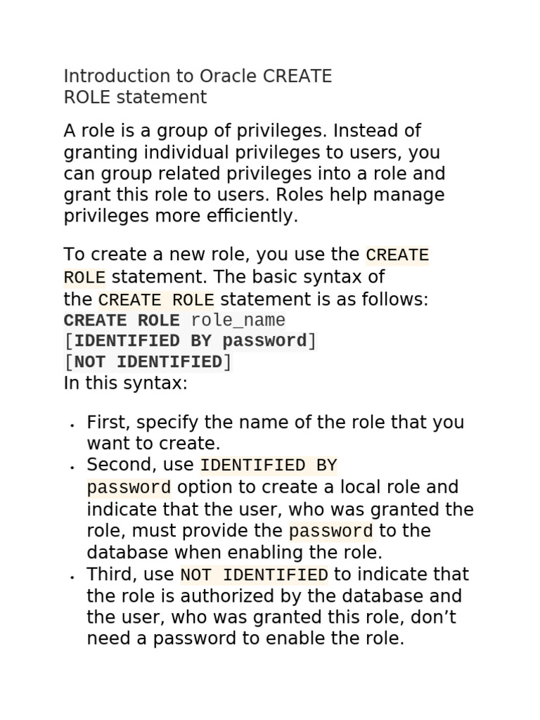 Roles | PDF | Databases | Information Science