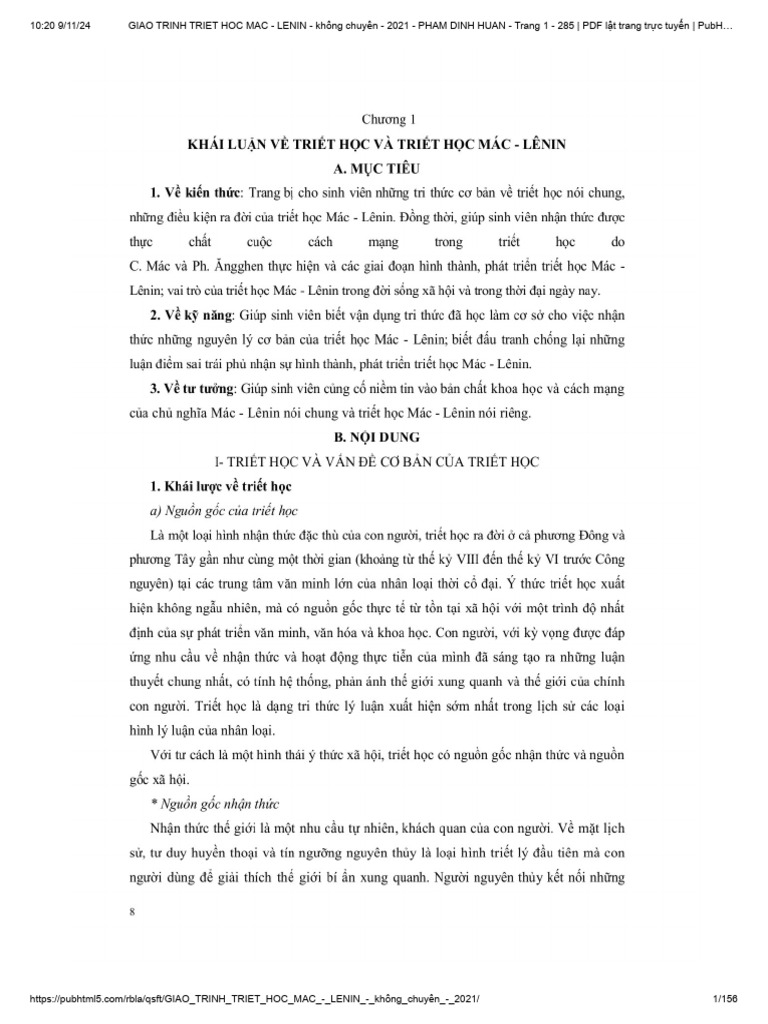 Giao Trinh Triet Hoc Mac - Lenin - Không Chuyên - 2021 - Pham Dinh Huan - Trang 1 - 285 - PDF ...