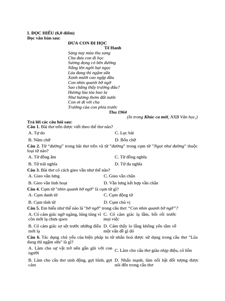 ĐỀ LUYỆN TỔNG HỢP SỐ 3 - ĐỌC HIỂU + NLXH | PDF