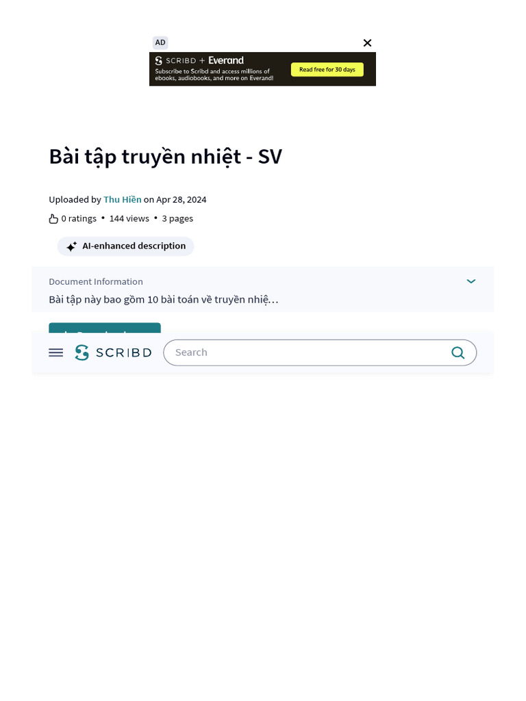 Bài Tập Truyền Nhiệt - SV - PDF | PDF