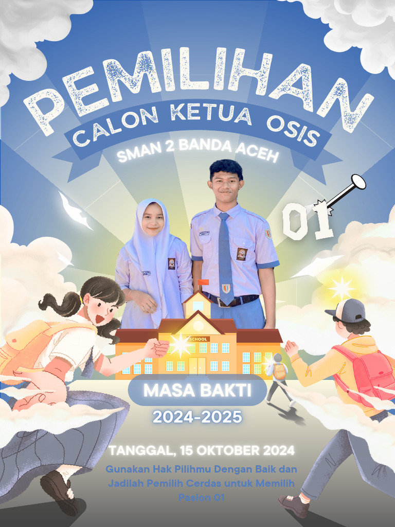 Poster Pemilihan Ketua Osis Ilustratif Biru Dan Abu-Abu - 20240930 ...