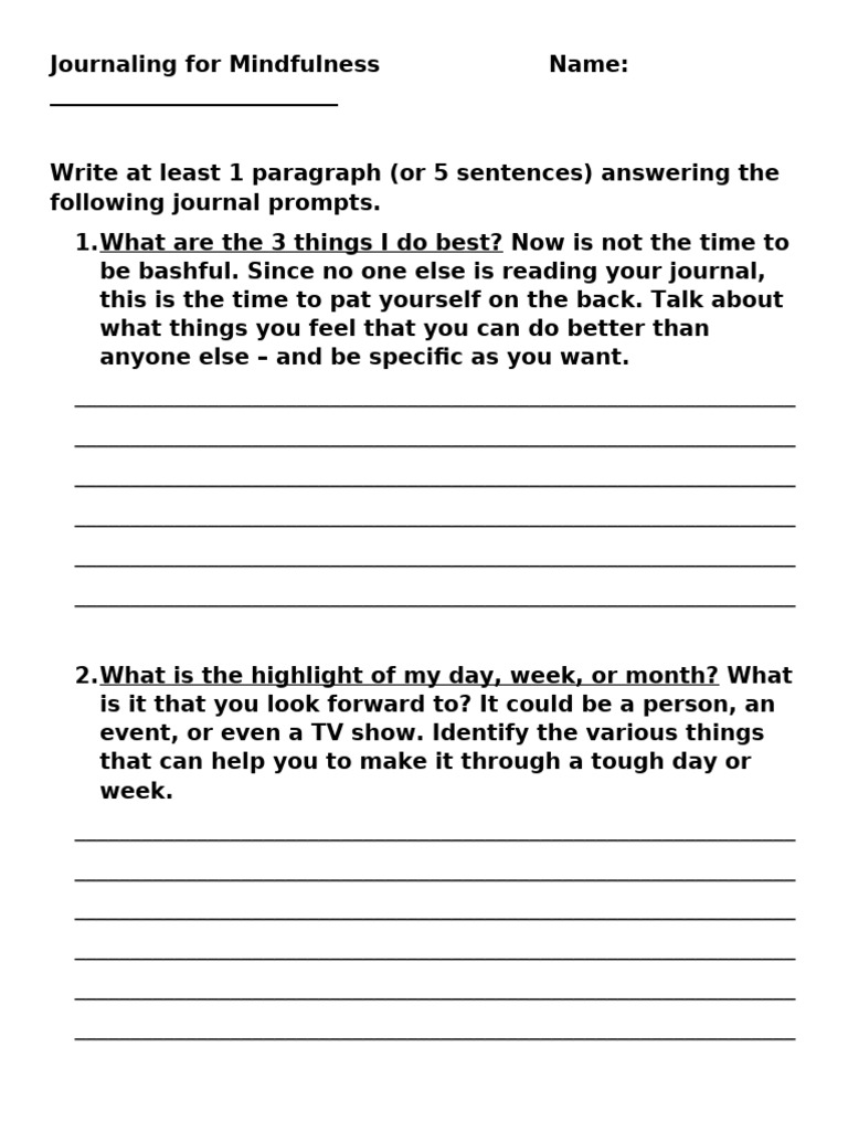 Journaling For Mindfulness | PDF