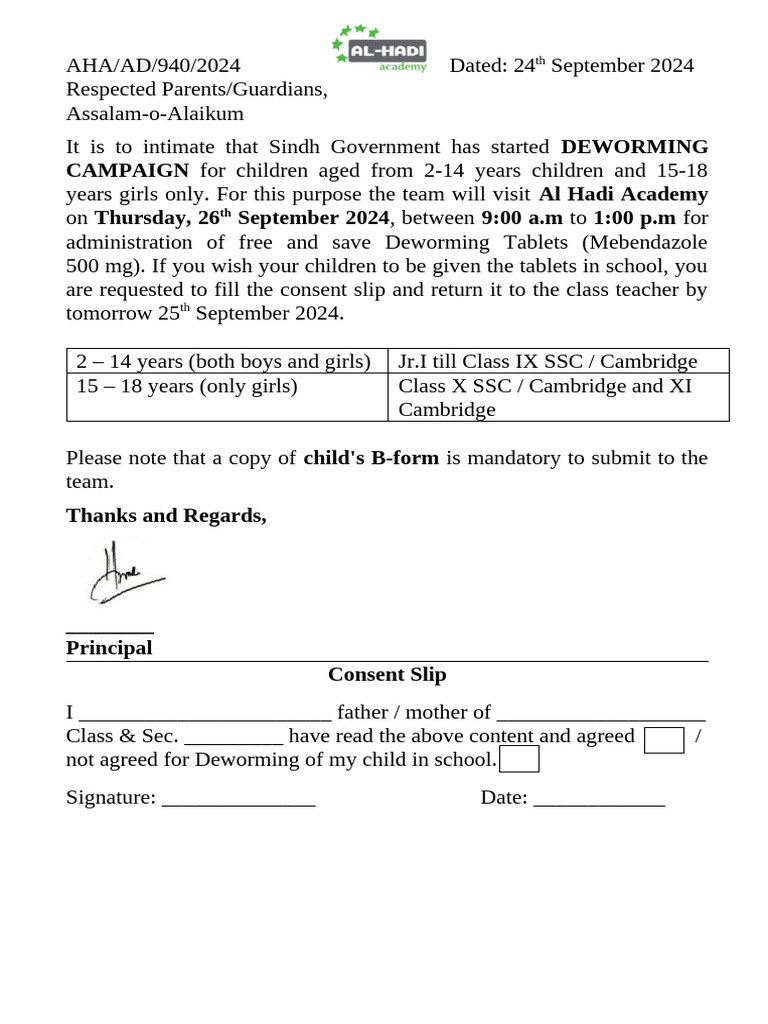 Deworming Campaign Notice | PDF