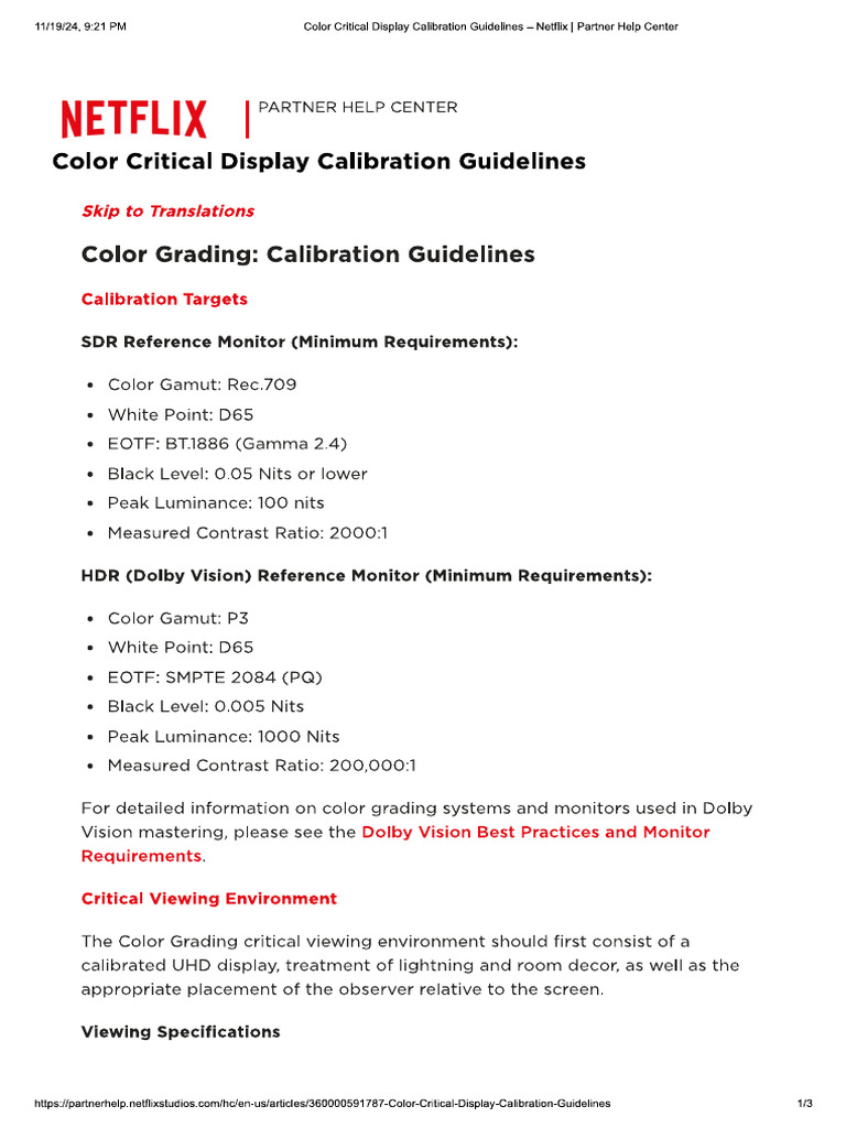 NETFLIX Color Management | PDF