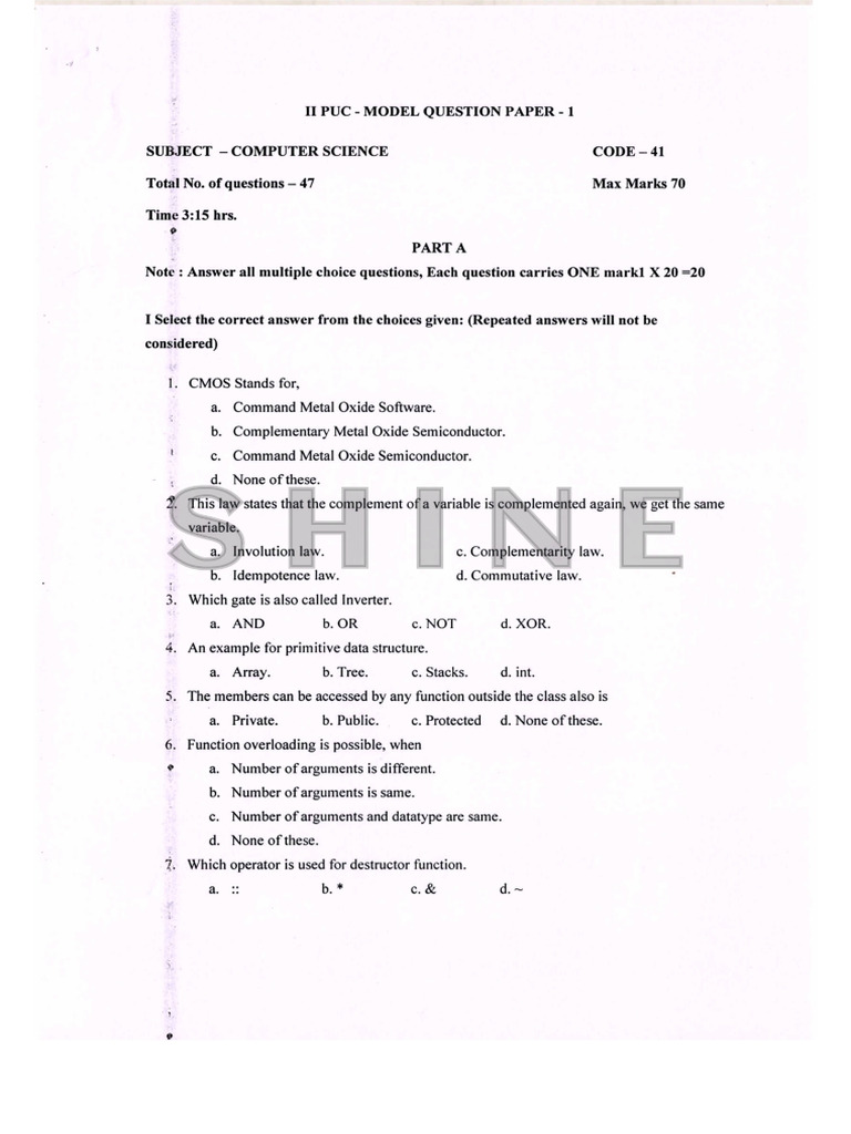 41 - Computer Science - Question Papers - 1 | PDF | Business