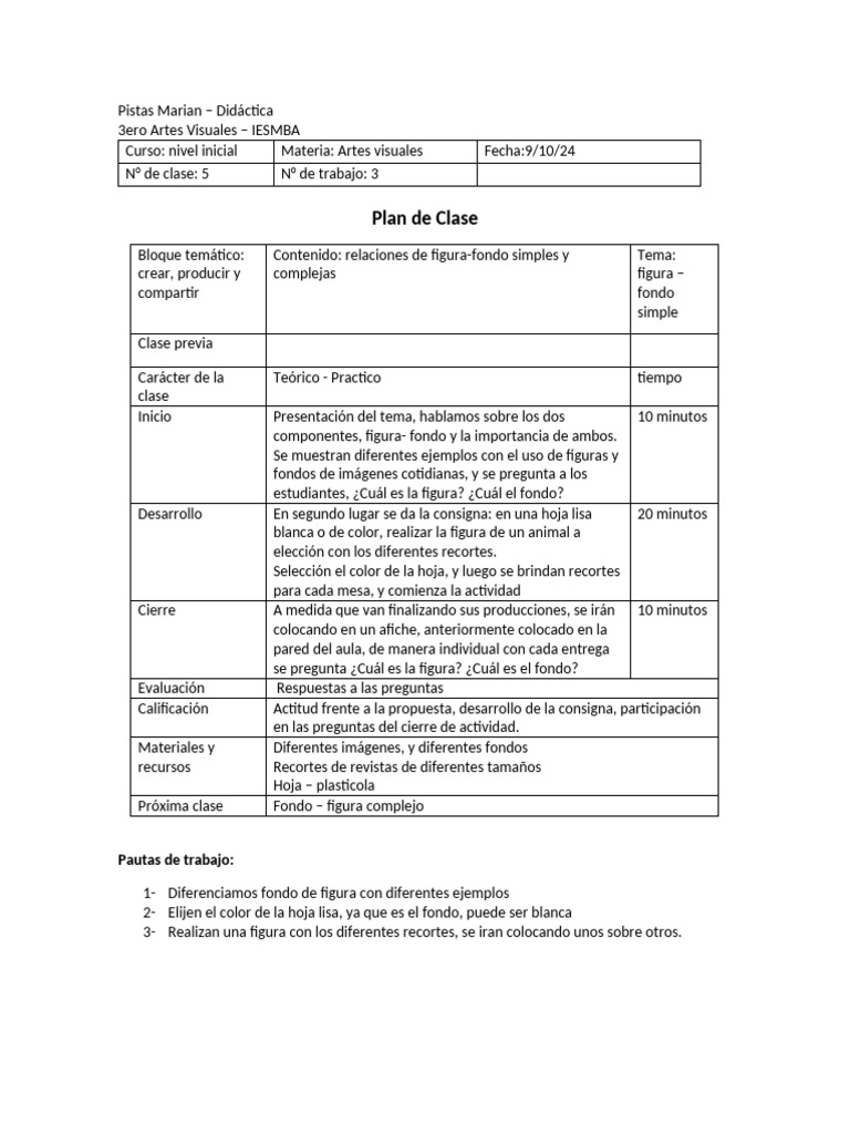 Didactica Plan de Clase | PDF | Arte