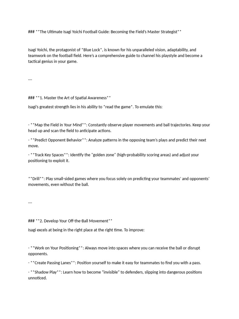 The Ultimate Isagi Yoichi Football Guide | PDF