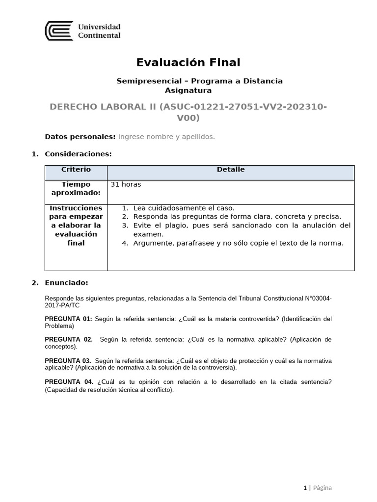 Derecho Laboral II EF | PDF | Justicia | Crimen y violencia