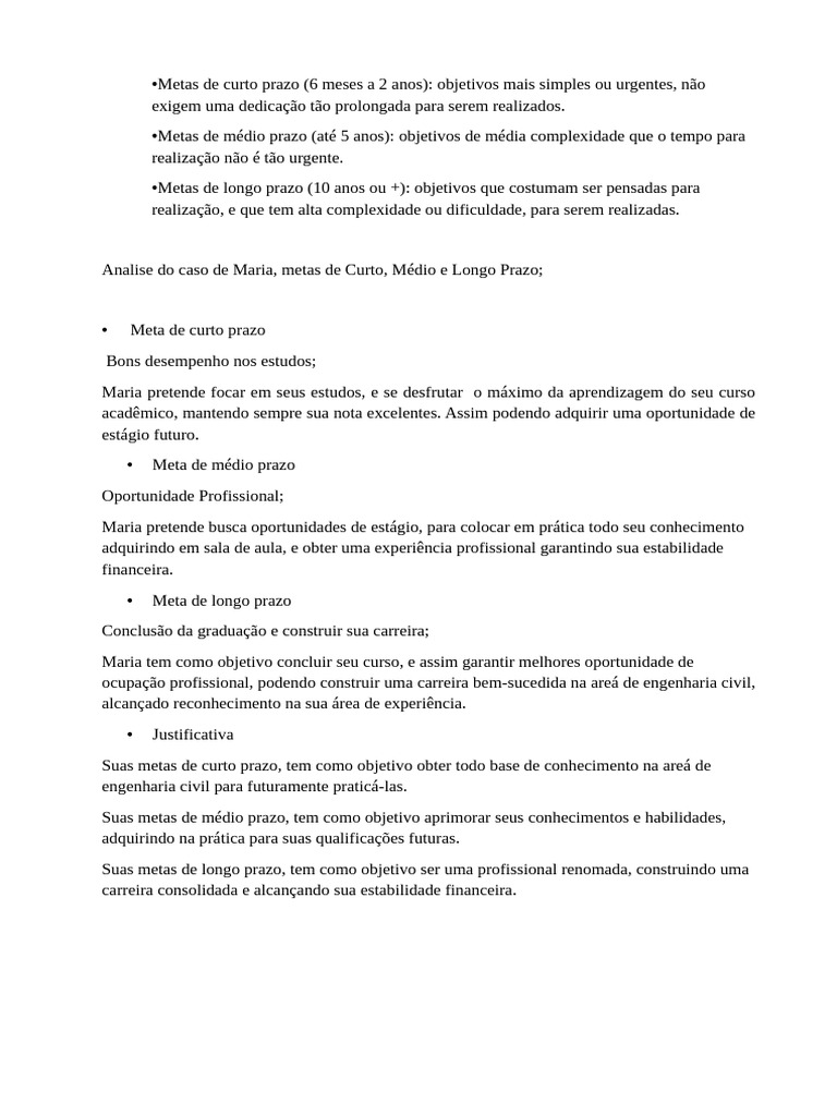 Projeto de Vida Atividade 1 | PDF | Carreira e Crescimento