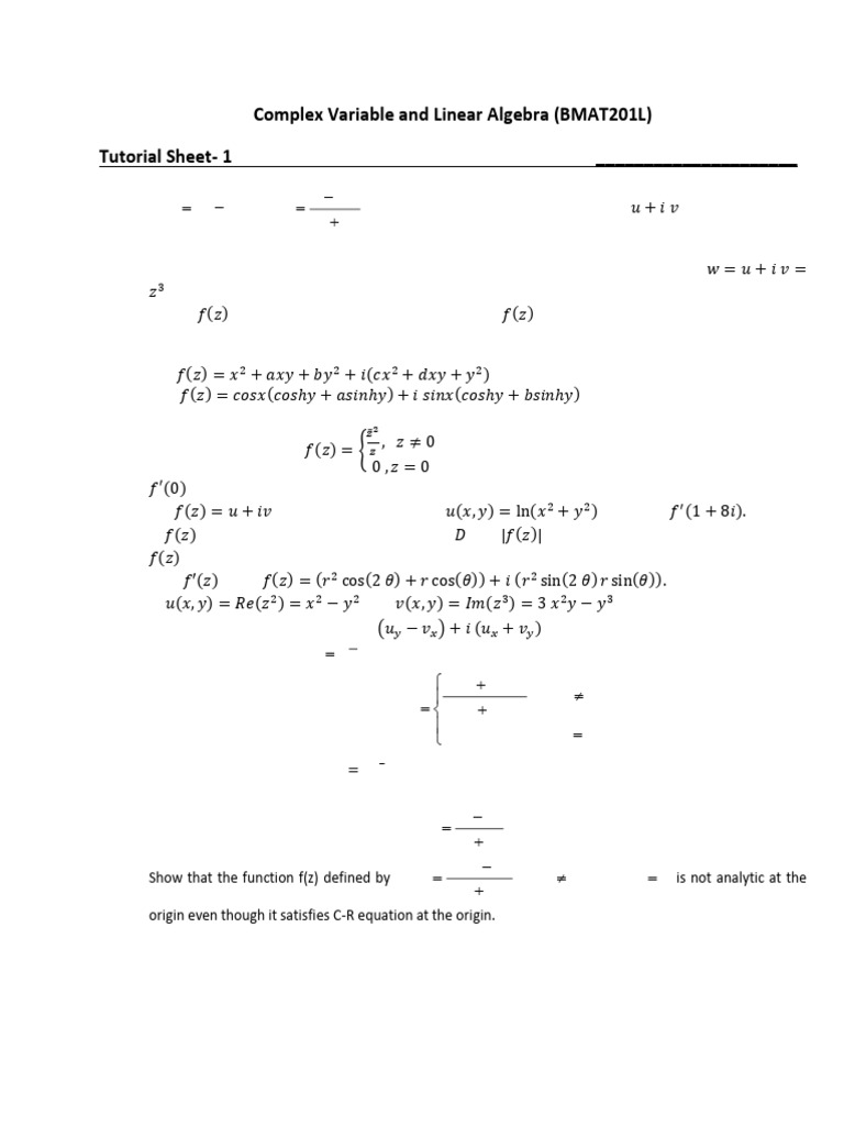 Mod 1 - Tut 1 | PDF | Holomorphic Function | Calculus