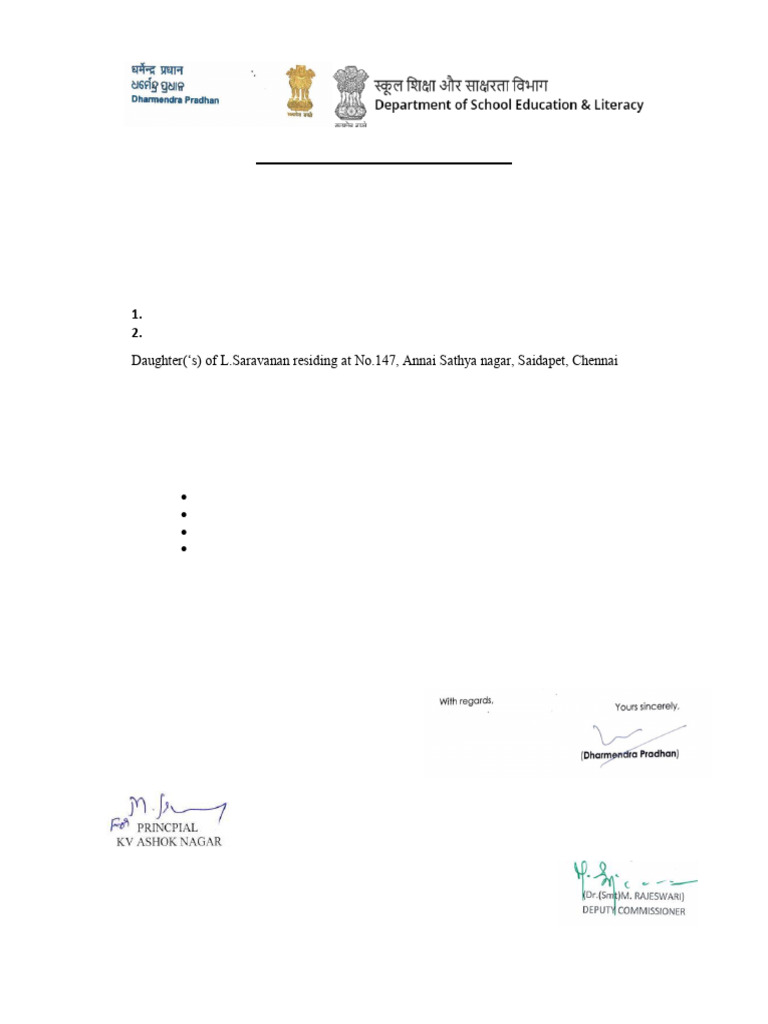 MR - Saravanan Child Confirmation | PDF