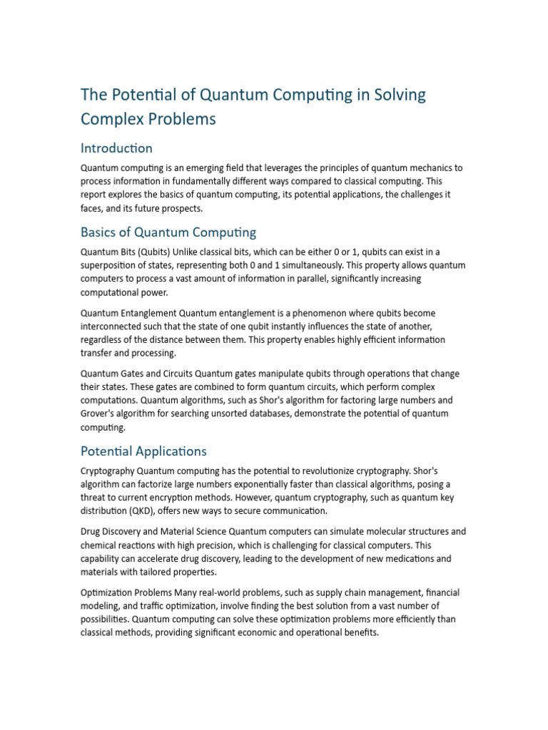 Quantum Computing: Solving Complex Problems | PDF | Quantum Computing | Computing