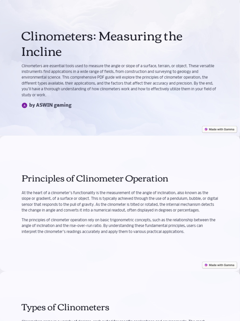 Clinometer Guide: Types & Applications | PDF