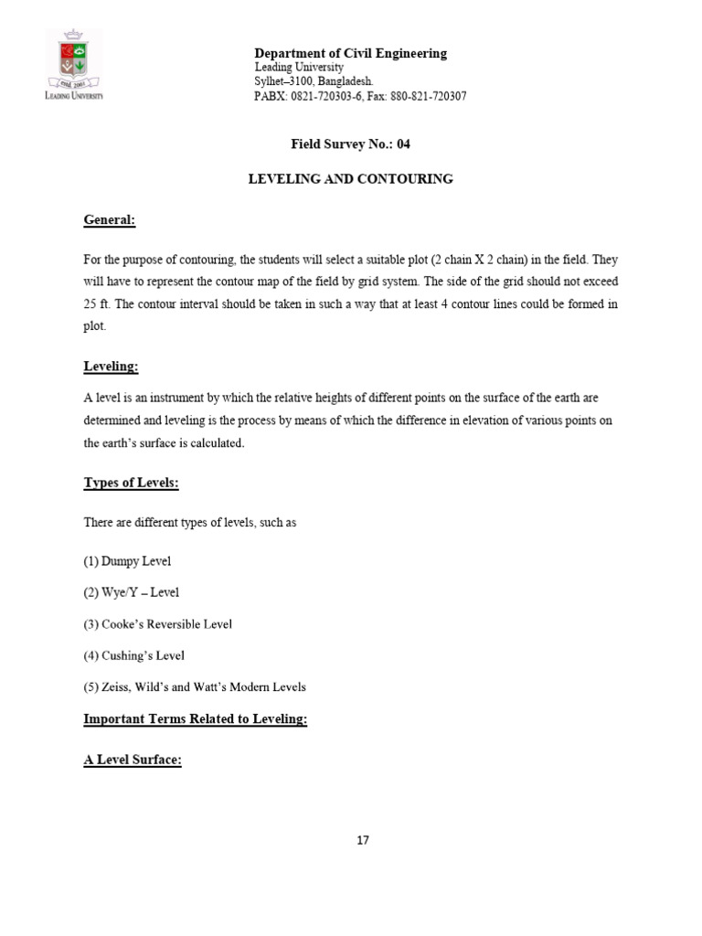 Civil Engineering Leveling Guide | PDF | Sea Level | Geodesy