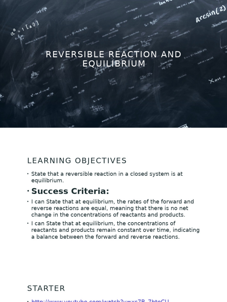 Reversible Reaction and Equilibrium | PDF | Science & Mathematics ...