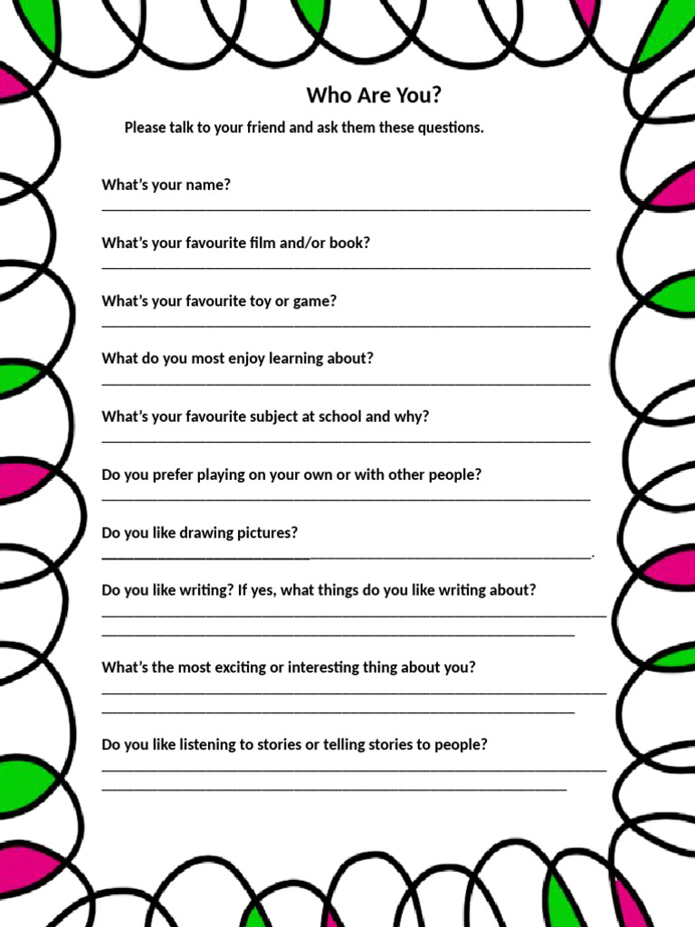 Worksheet - Getting To Know You Survey | PDF