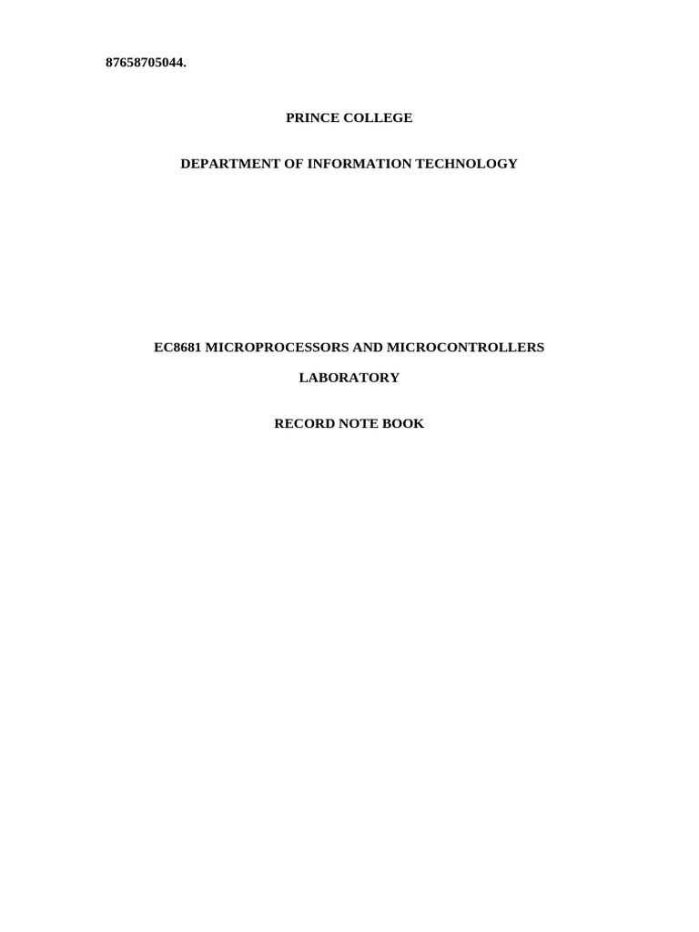 Ec8681 Microprocessors and Microcontrollers Laboratory | PDF | Binary Coded Decimal | Computer ...