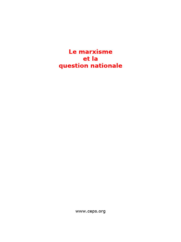 Staline : Marxisme et nationalisme en 1913 | PDF | Nation | Nationalisme