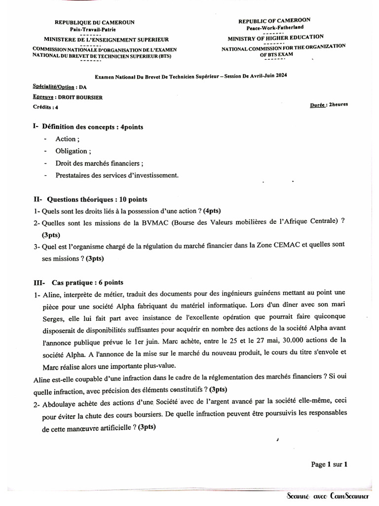 Épreuve BTS | PDF