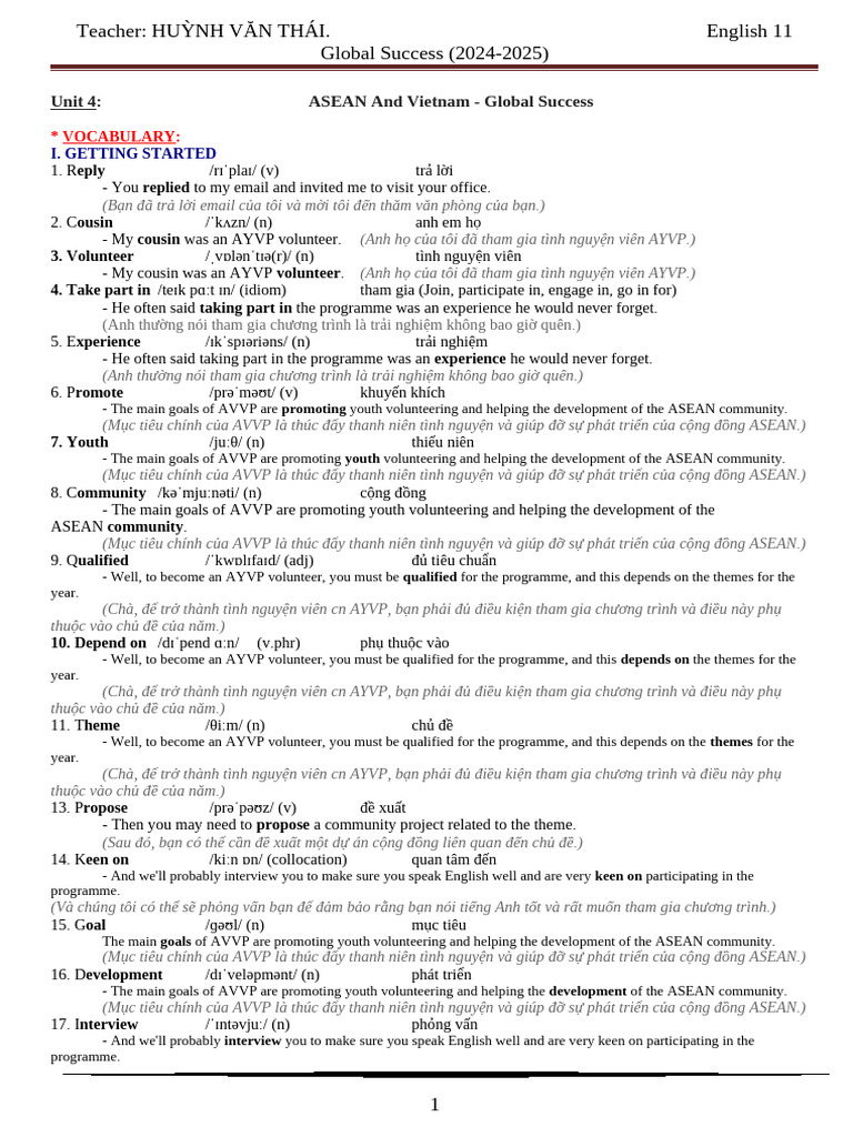 Unit 4-VOCA+Gerund (School) (2024-2025) | PDF