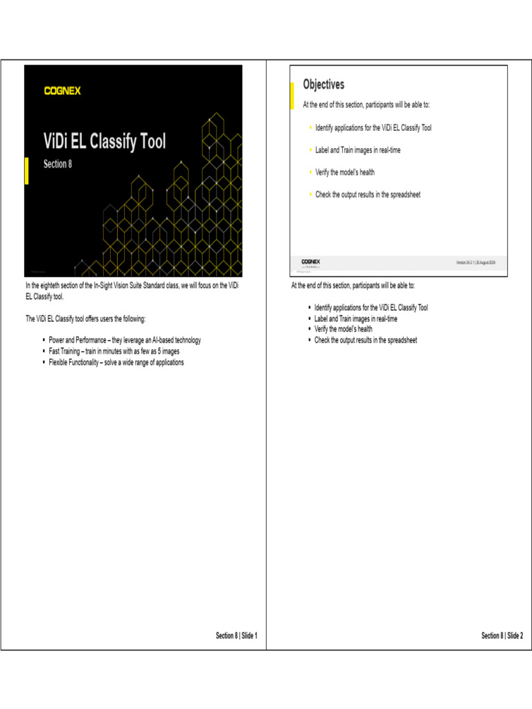 ViDi EL Classify Tool Overview | PDF | Spreadsheet | Databases