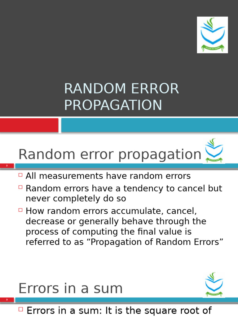 Lecture3-Random Error Propagation | PDF | Errors And Residuals | Mean