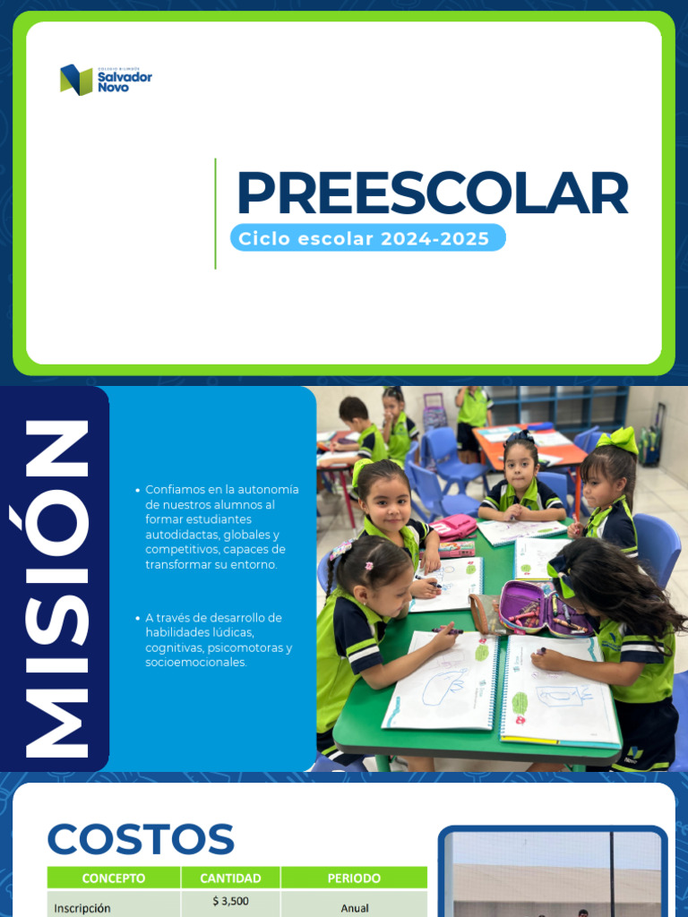Preescolar 2024-2025: Misión y Costos | PDF | Tecnología bancaria | Pagos