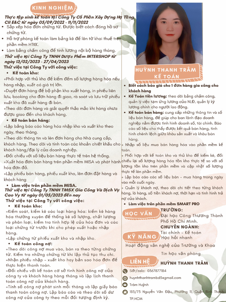 Cv-Hu NH Thanh Trâm | PDF