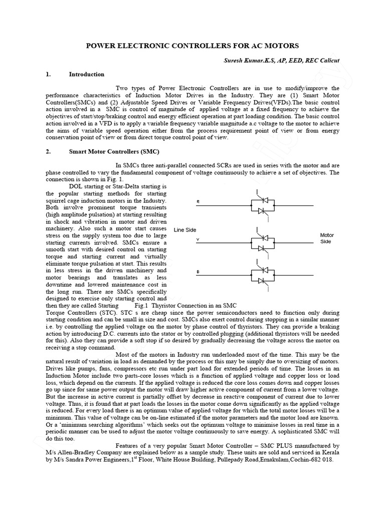 Power Electronic Controllers For Ac Motors Pdf Electric Motor