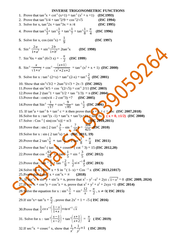 Inverse Trigo 15 | PDF | Trigonometry | Angle