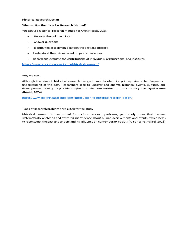 Historical Research Design | PDF | Liberal Arts Education | Methodology