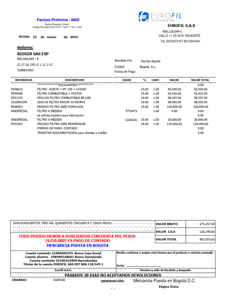 Coti No. 6605 Eurofil | PDF | Industrias de servicio | Business