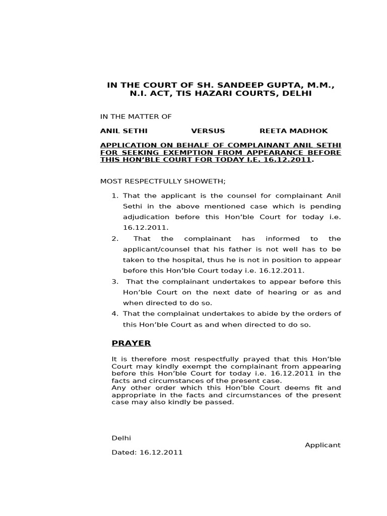 Anil Sethi Exemption | PDF