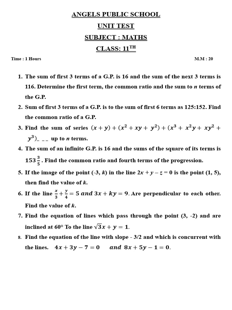 Angels Public School - Class 11th | PDF