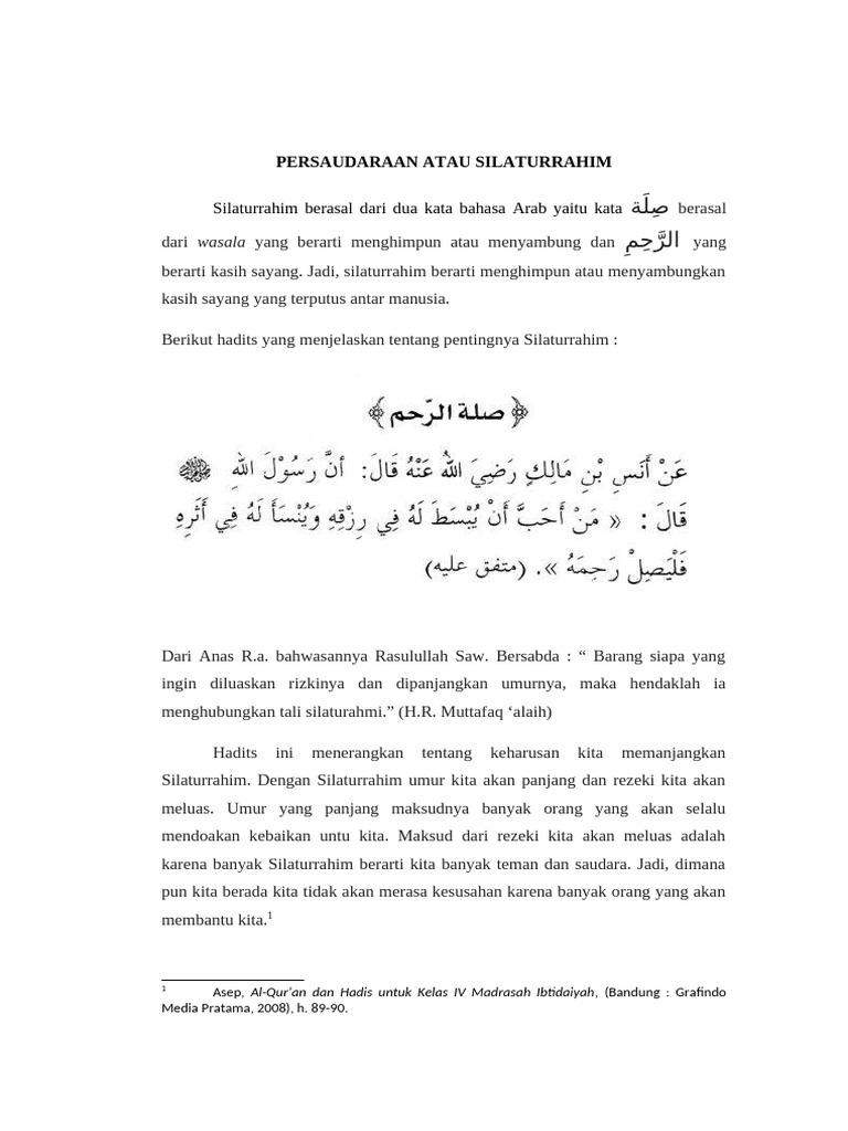 Al-Qur'an Dan Hadits Silaturrahim | PDF