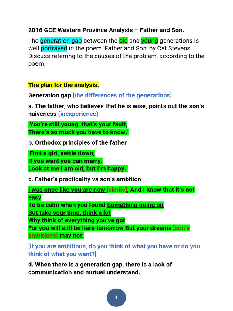 Father-Son Generational Gap Analysis | PDF | Language Arts & Discipline | Religion & Spirituality