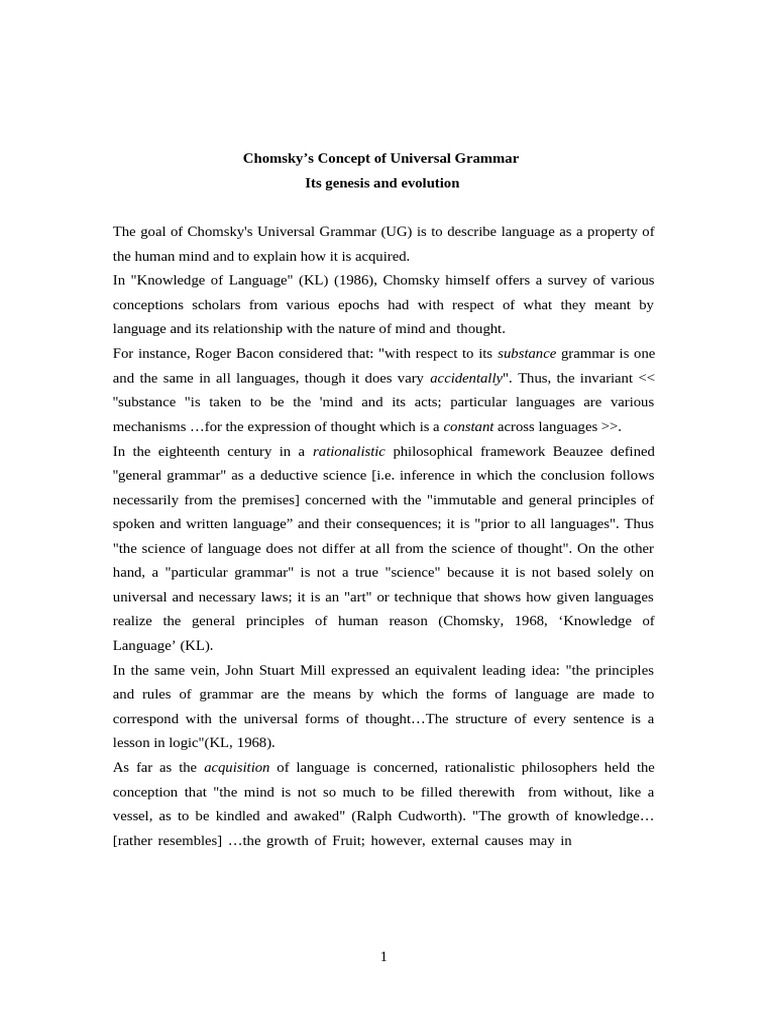 Chomsky's Concept of Universal Grammar-Converti | PDF | Linguistics ...