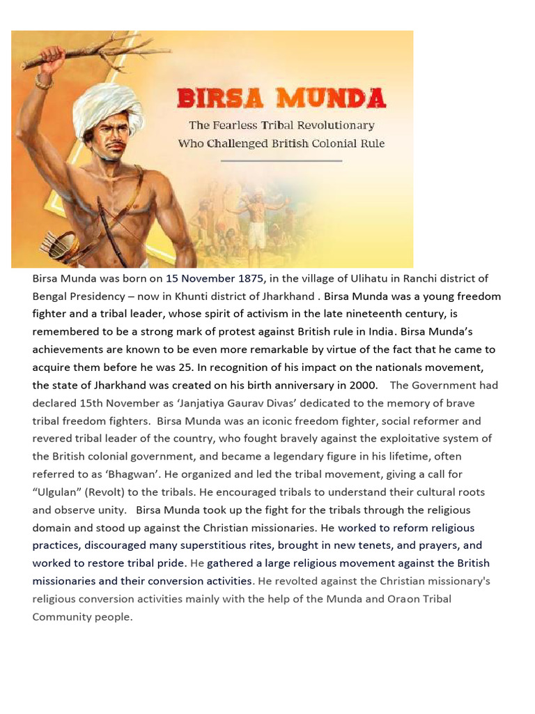 Birth Anniversary of Birsa Munda. | PDF